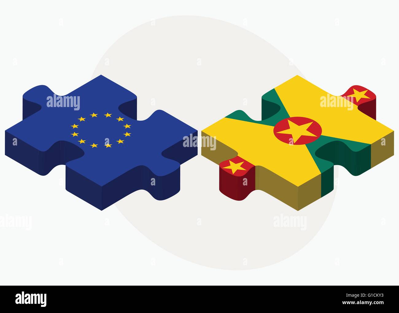 Vector Image - European Union and Grenada Flags in puzzle isolated on ...