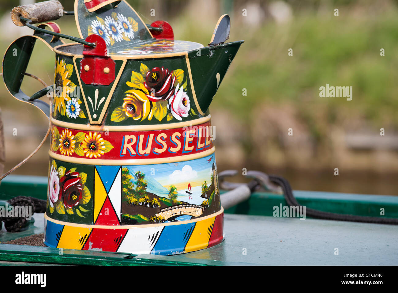 Buckby Can on a narrowboat, England, UK Stock Photo - Alamy