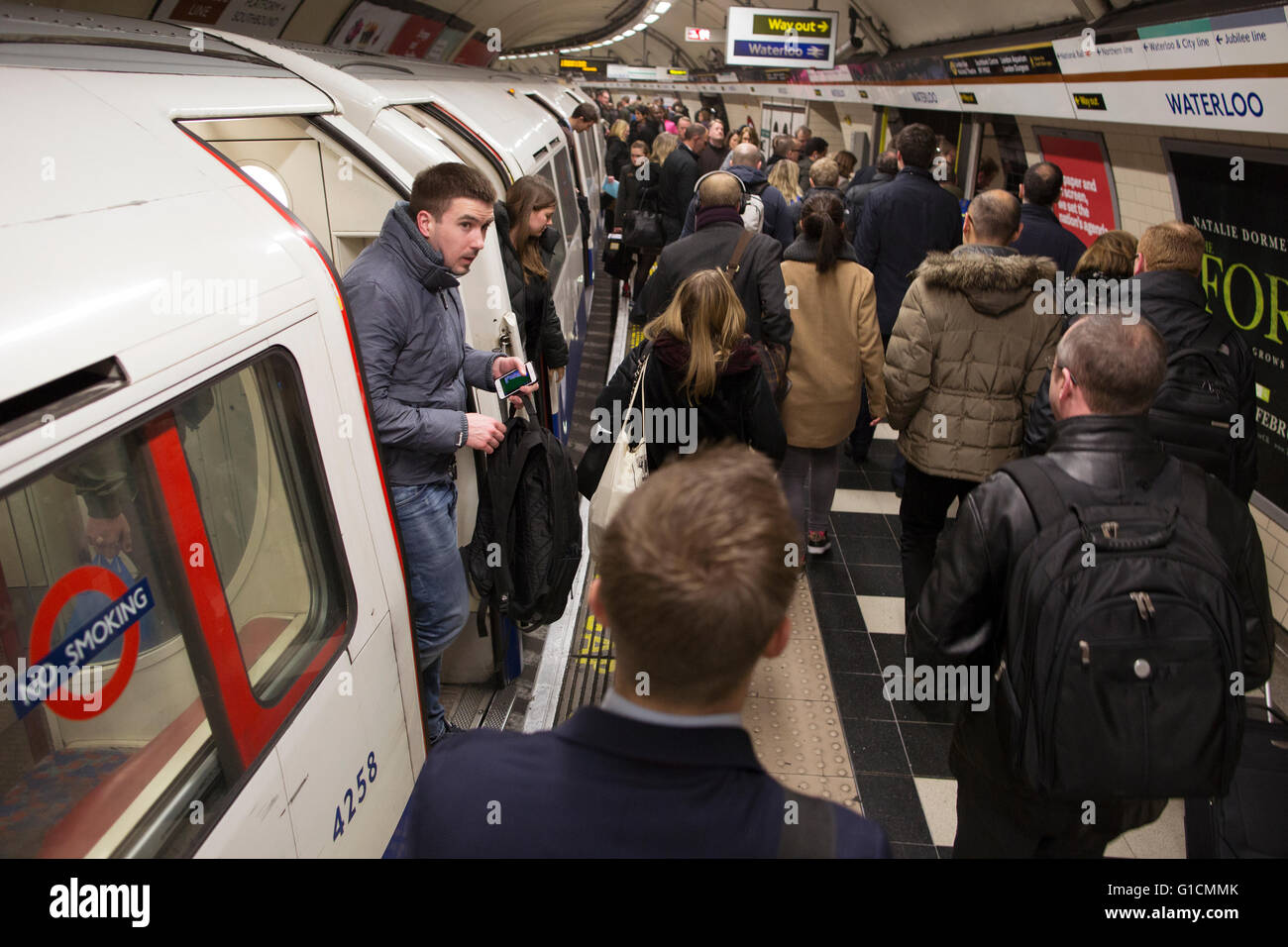 Rush Hour at Waterloo Tube Station on the London Underground, London ...
