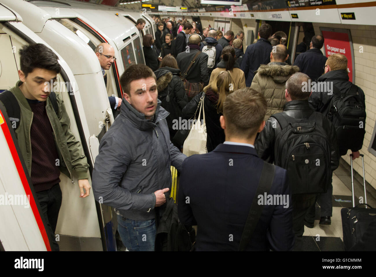 Rush Hour at Waterloo Tube Station on the London Underground, London ...
