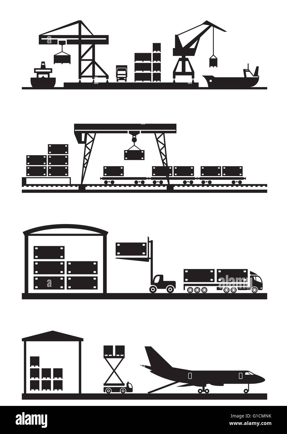 Cargo terminals icon set - vector illustration Stock Vector Image & Art ...