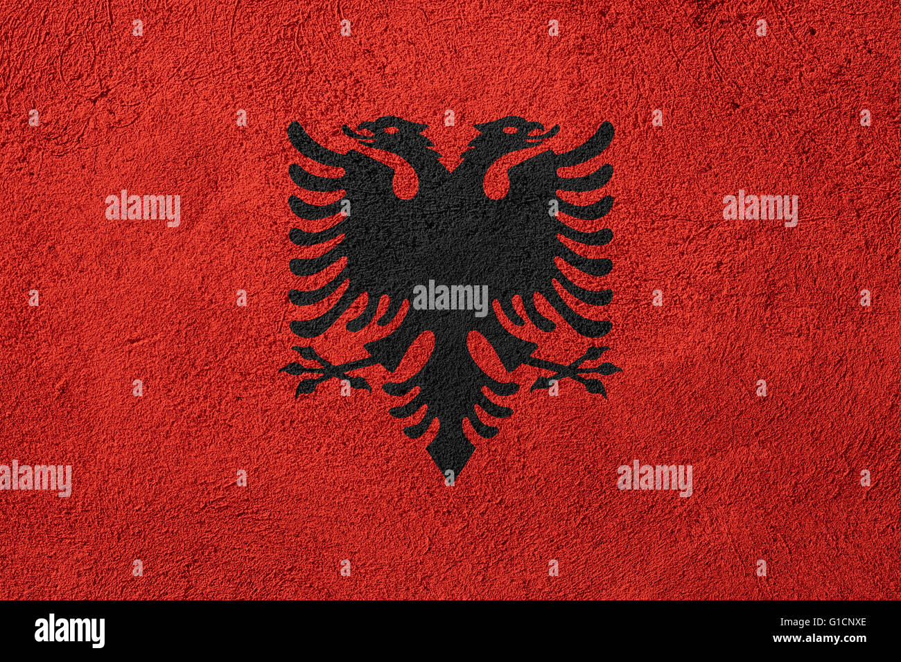flag of Albania or Albanian banner on stone background Stock Photo - Alamy