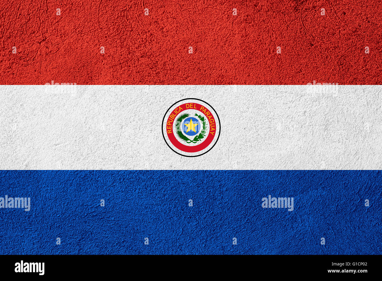 flag of Paraguay or Paraguayan banner on rough pattern background Stock ...