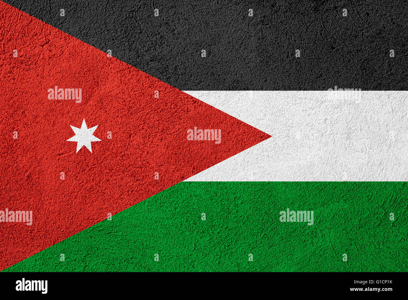 flag of Jordan or Jordanian banner on rough pattern background Stock ...