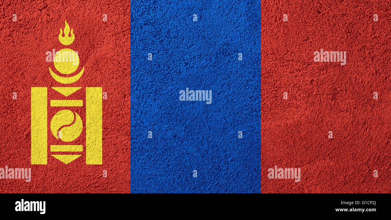 flag of Mongolia or Mongol banner on rough pattern background Stock ...