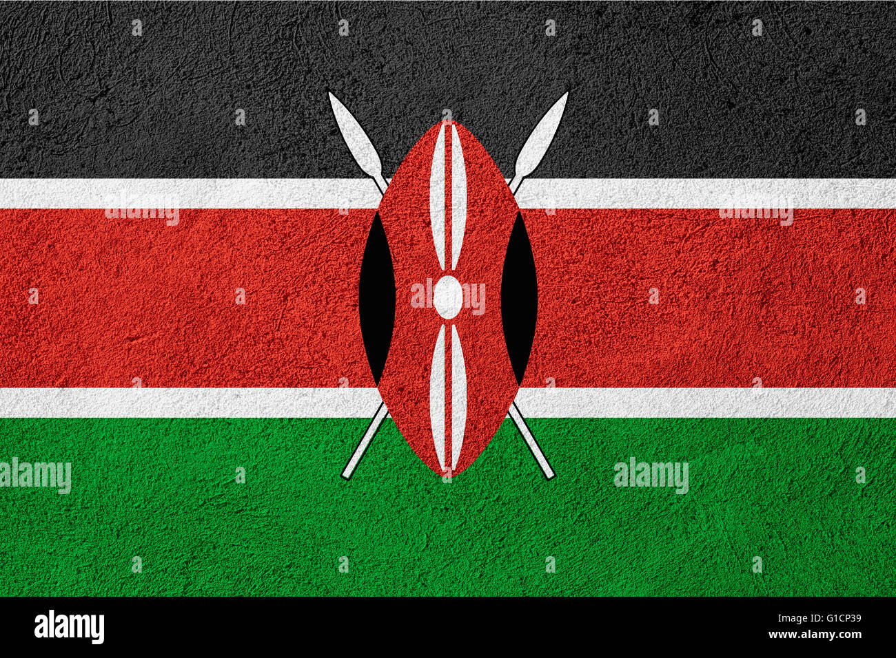 flag of Kenya or Kenyan banner on rough pattern background Stock Photo ...