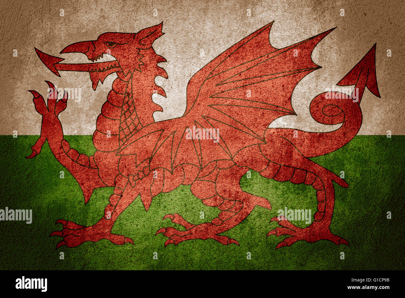 flag of Wales or Welsh banner on stone background Stock Photo - Alamy