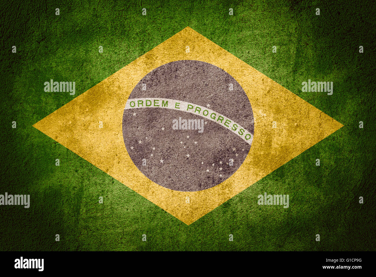 flag of Brazil or Brazilian banner on rough pattern background Stock ...