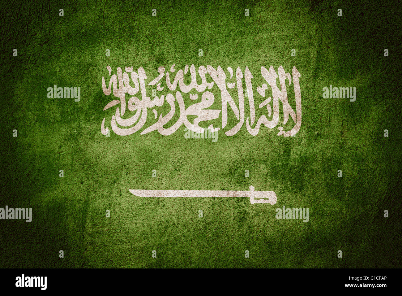 flag of Saudi Arabia or Saudi Arabian banner on rough pattern ...