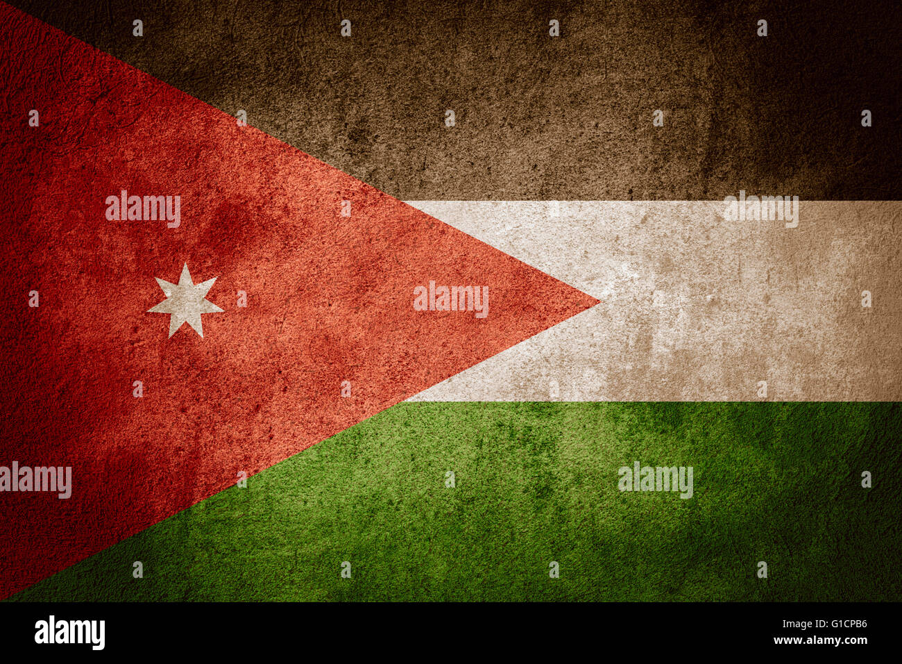 flag of Jordan or Jordanian banner on rough pattern background Stock ...