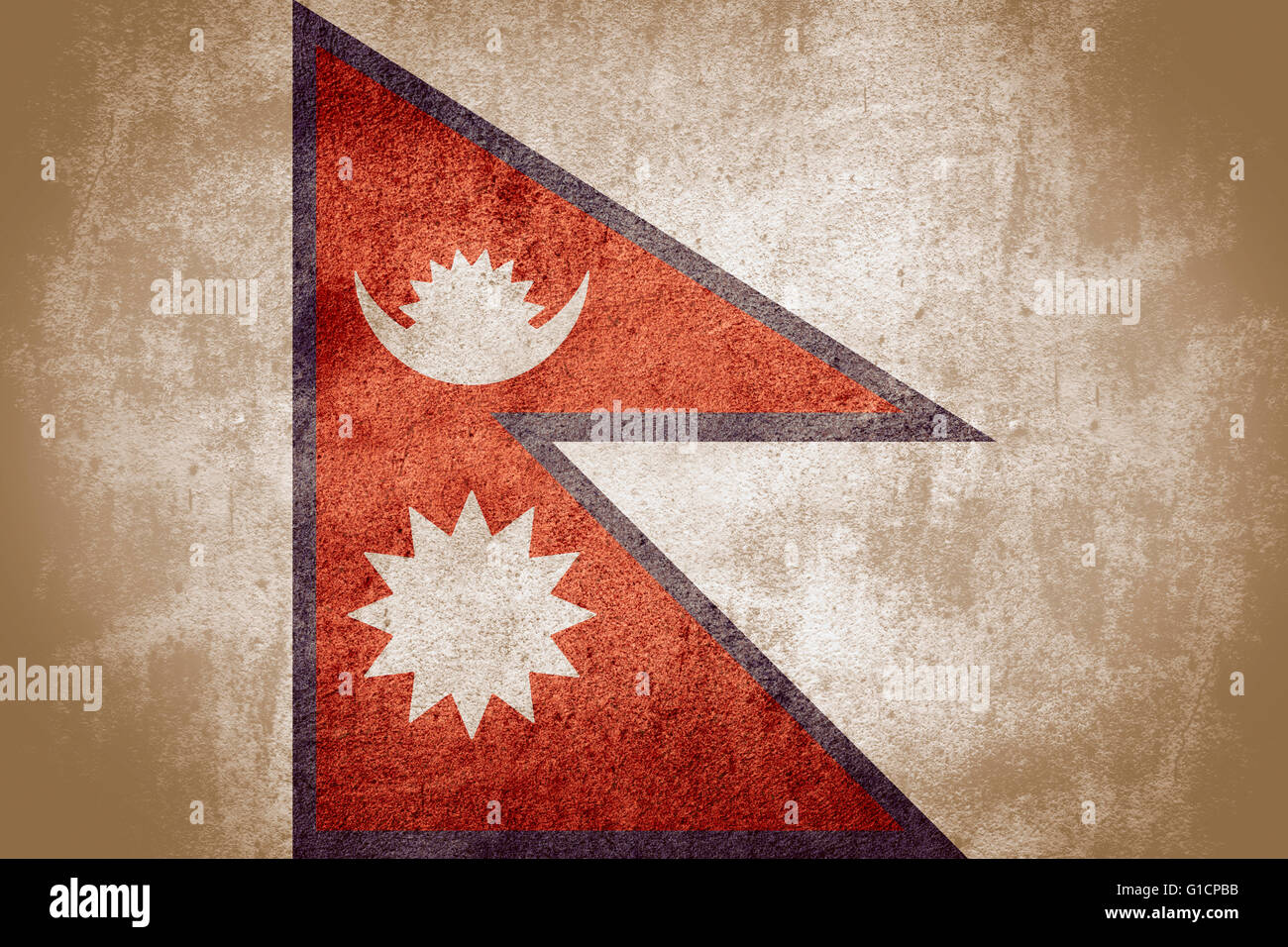 flag of Nepal or Nepalese banner on rough pattern background Stock ...