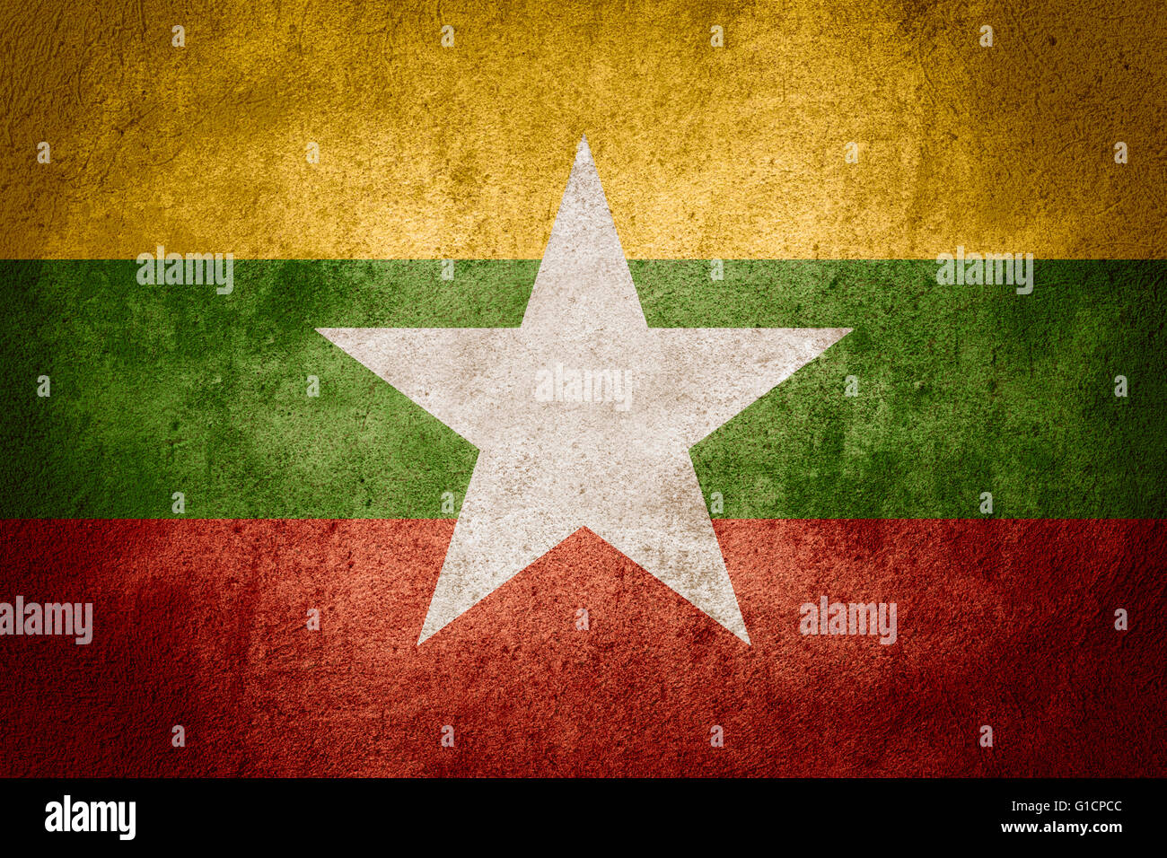 flag of Burma or Burmese banner on rough pattern background, Myanmar ...