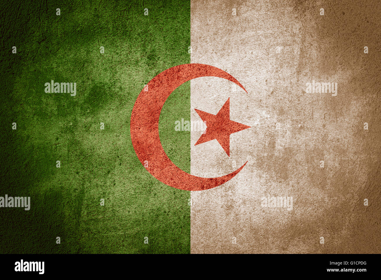 flag of Algeria or Algerian banner on rough pattern background Stock ...