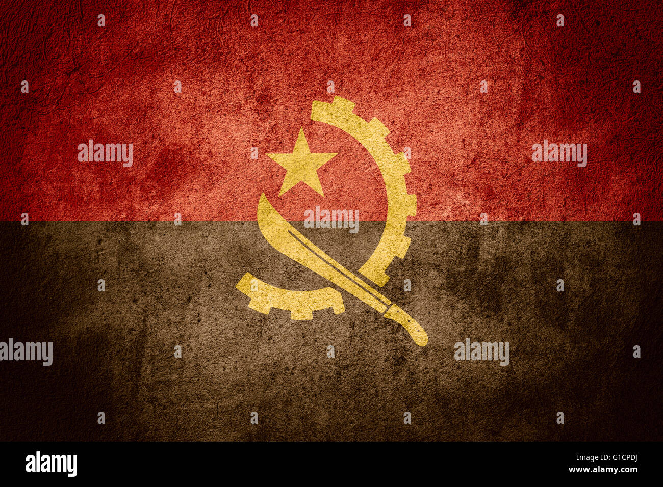 flag of Angola or banner on rough pattern background Stock Photo - Alamy