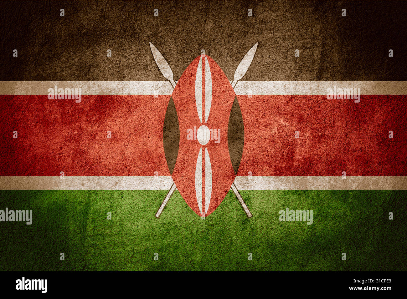 flag of Kenya or Kenyan banner on rough pattern background Stock Photo ...