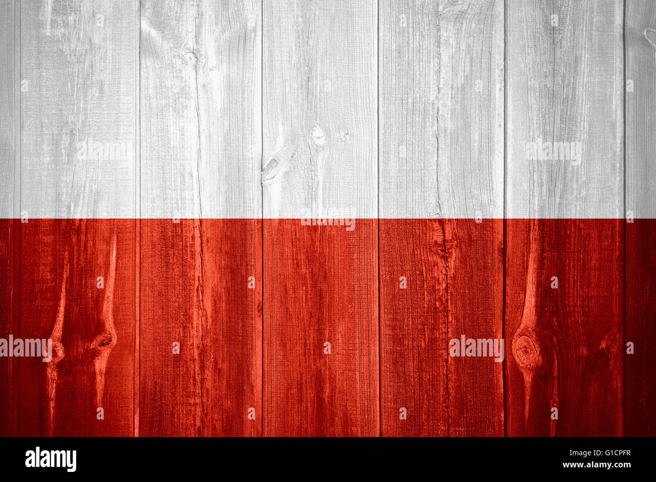 flag of Poland or Polish banner on wooden background Stock Photo - Alamy