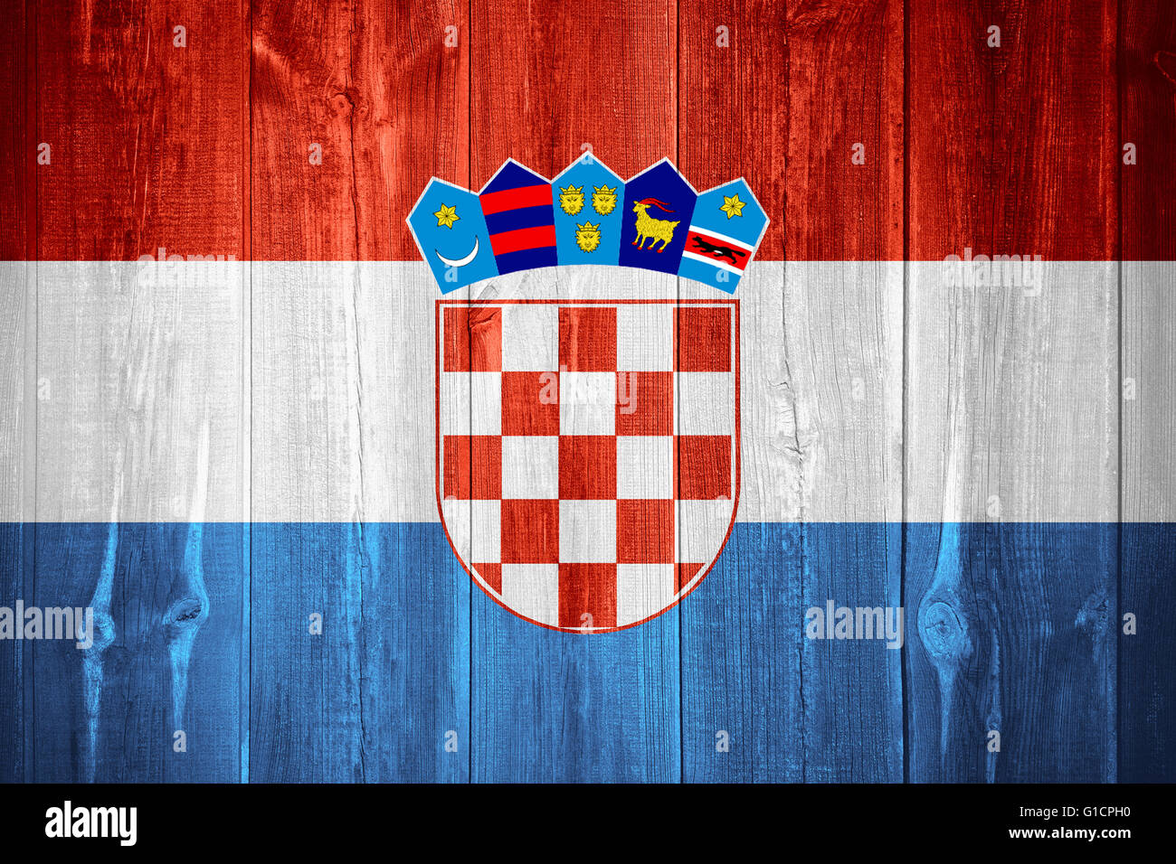 flag of Croatia or Croatian banner on wooden background Stock Photo - Alamy