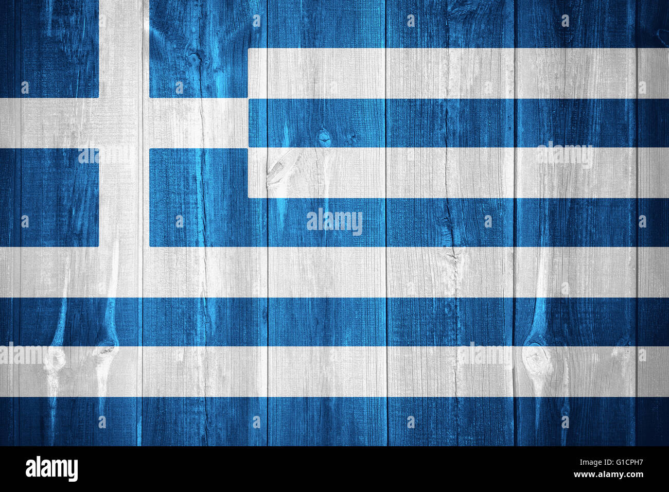 flag of Greece or Greek banner on wooden background Stock Photo - Alamy