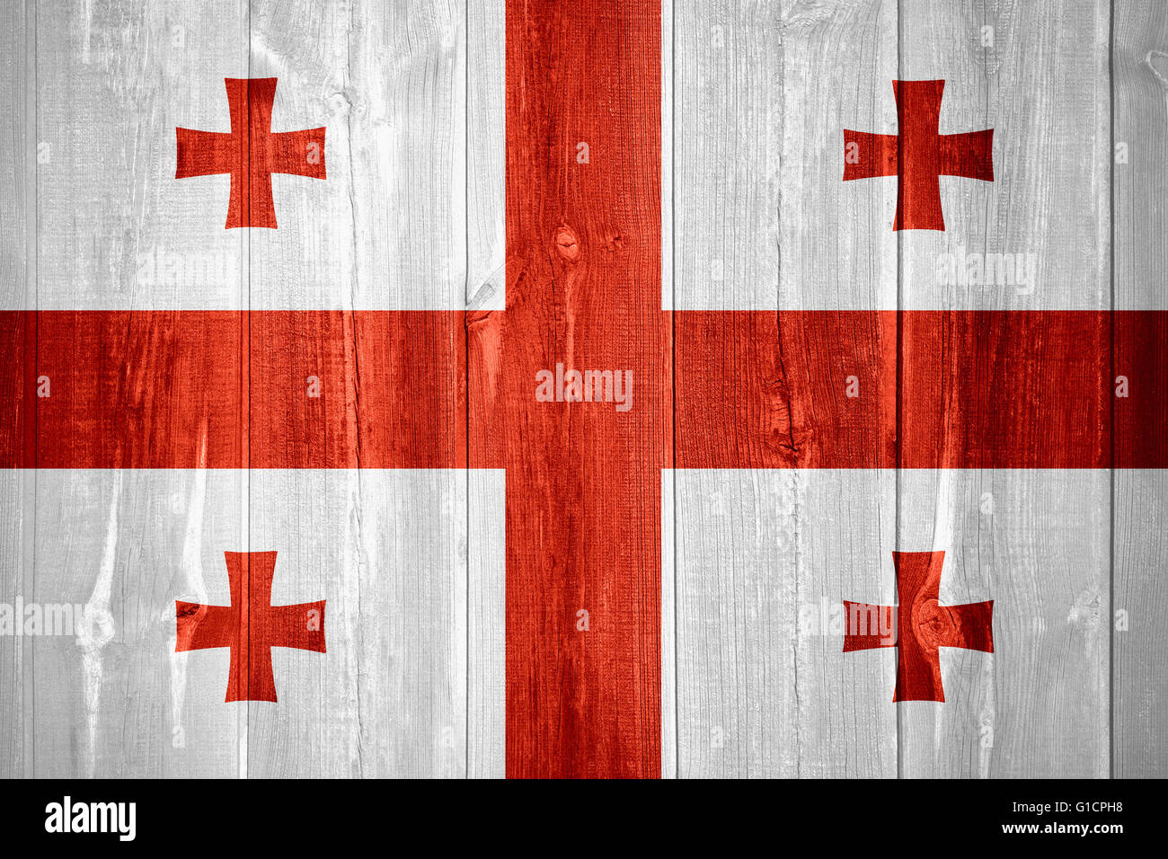flag of Georgia or Georgian banner on wooden background Stock Photo - Alamy