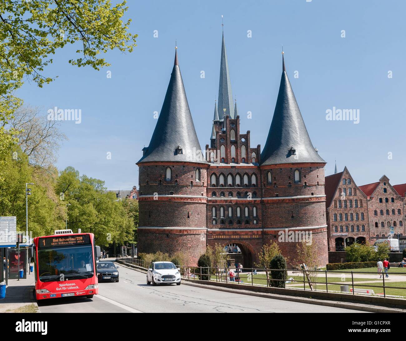 The Holsten Gate, the symbol of the city of Lübeck, at the 10th of May ...