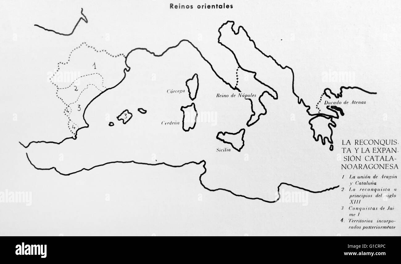 Map depicting 'The Reconquista' of the Catalan Stock Photo - Alamy