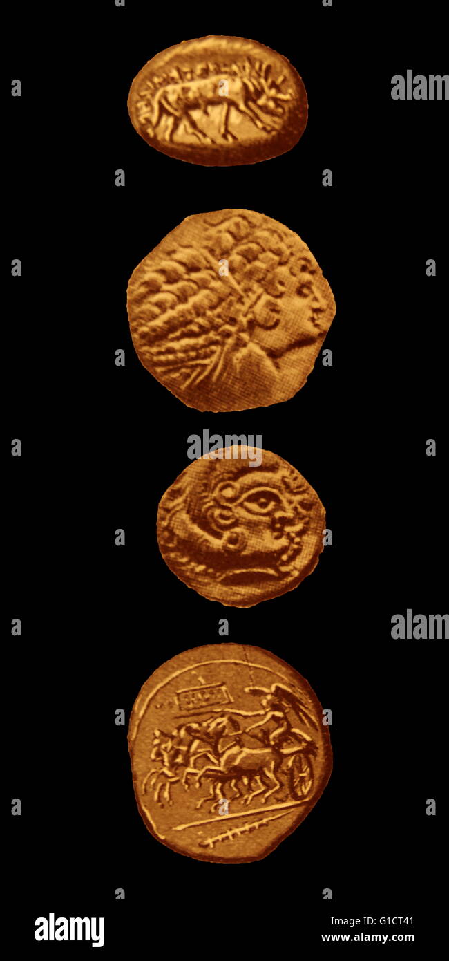 Collection of gold coins from ancient Britain Stock Photo - Alamy