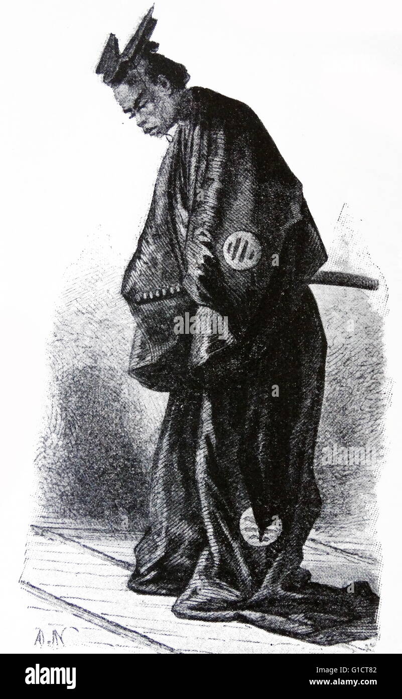 Portrait of a Shogun official in court dress, a hereditary military ...