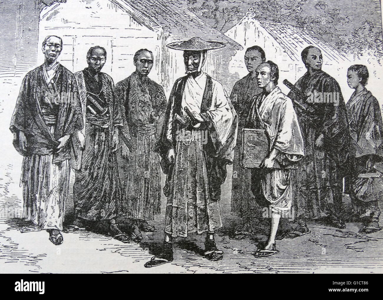 A group of civil and military officials in old Japan Stock Photo - Alamy