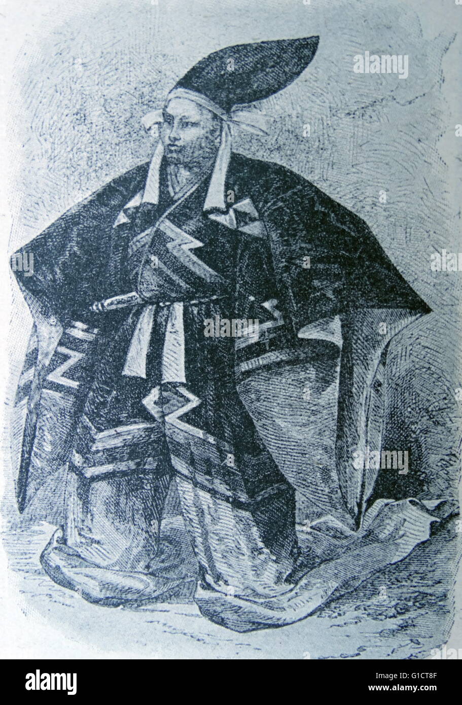 Engraving depicting a Daimiyo in Court Dress. A daimyo were the most ...