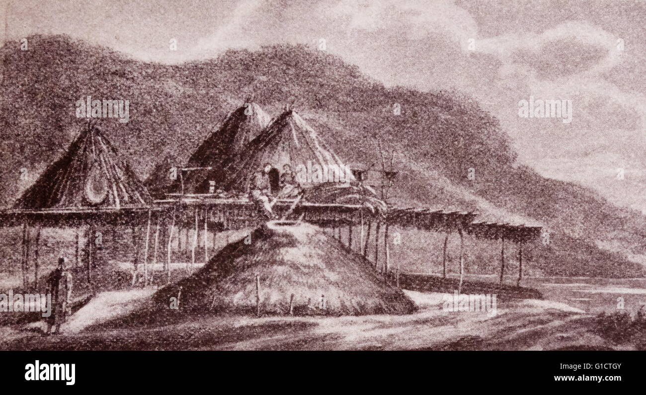 Summer and winter huts of native tribes of Kamatchka Russia 1850 Stock ...