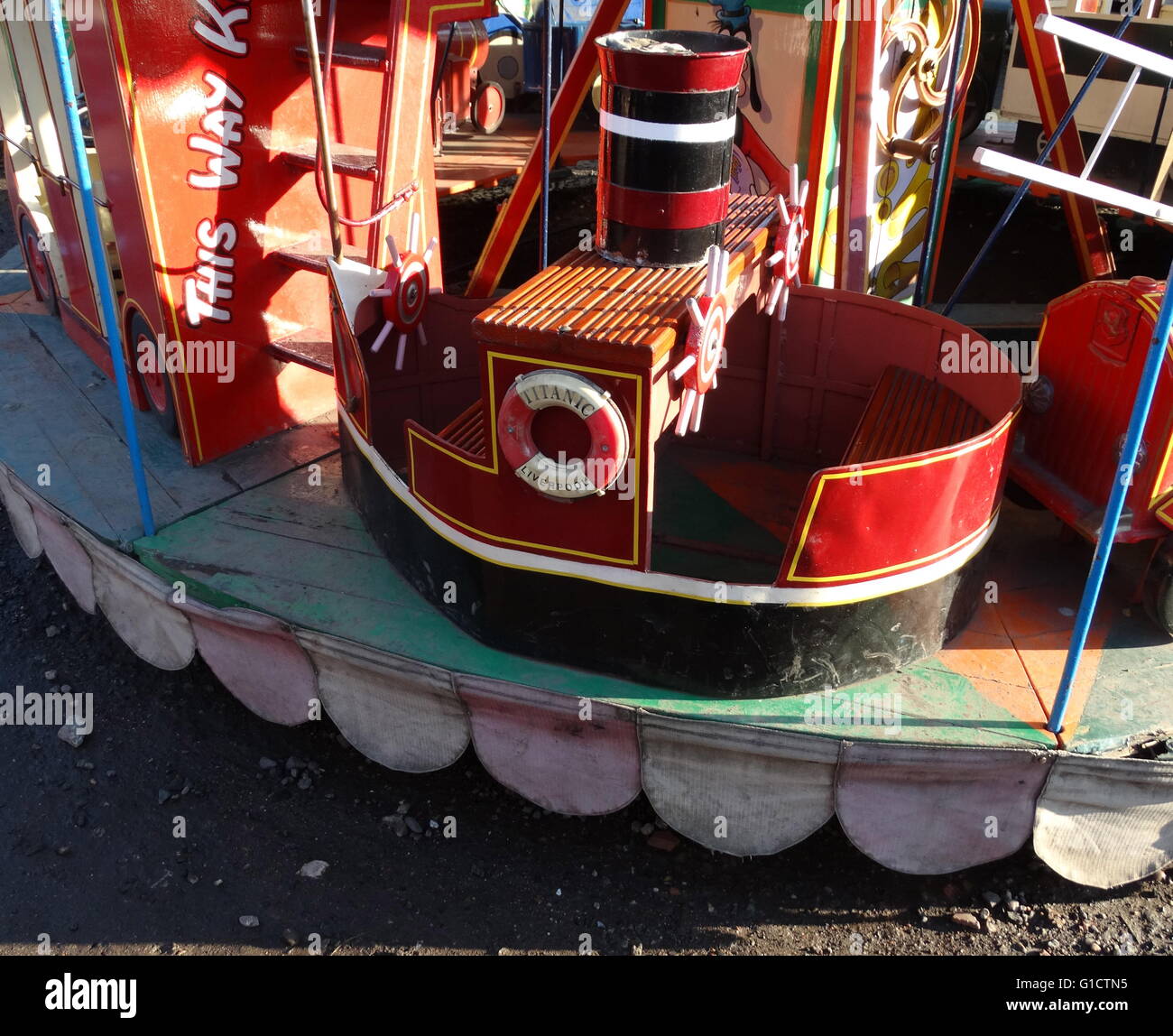 reconstructed merry go round northern England, circa 1930 Stock Photo ...