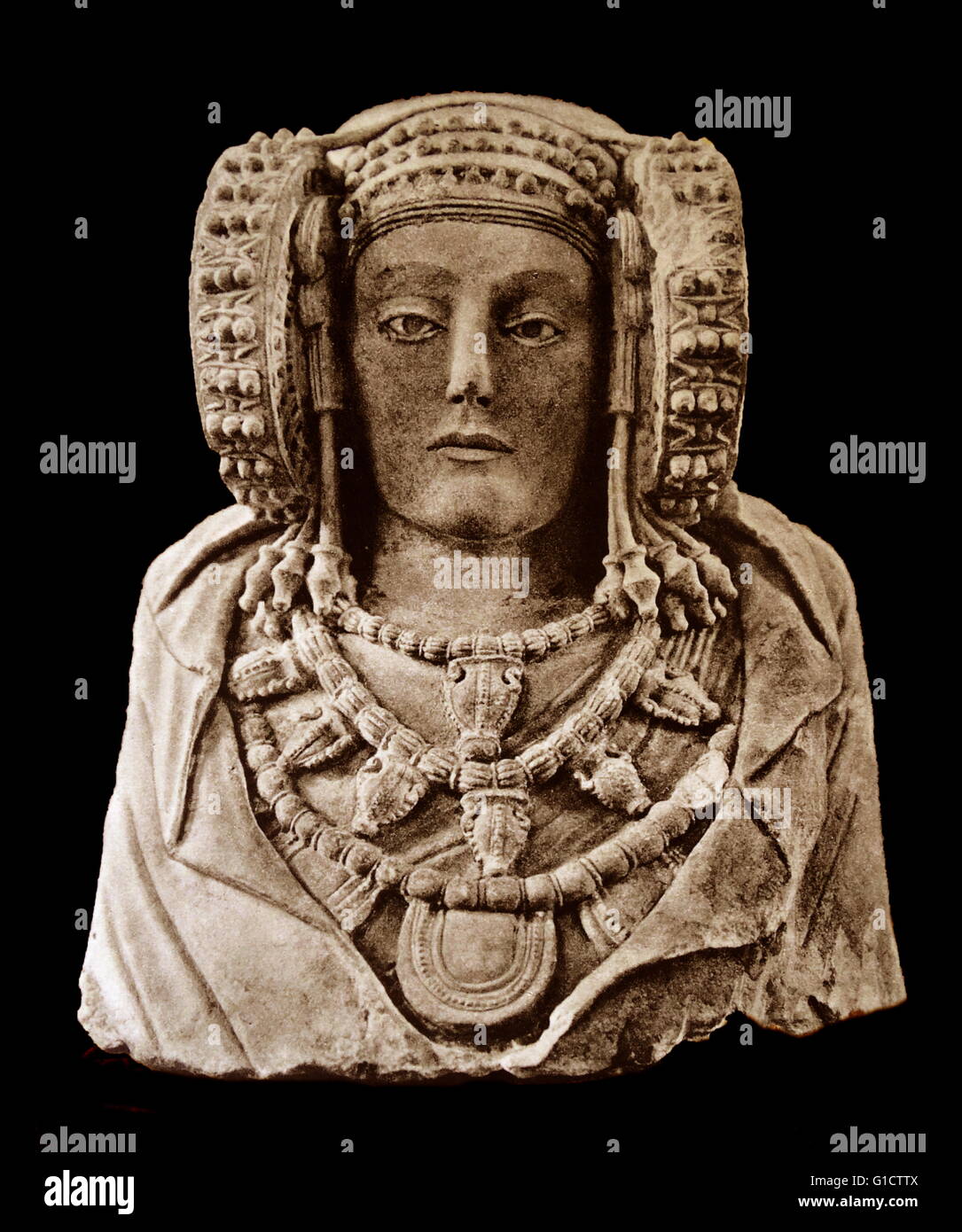 The Lady of Elche or Lady of Elx (Dama de Elche). polychrome stone bust ...