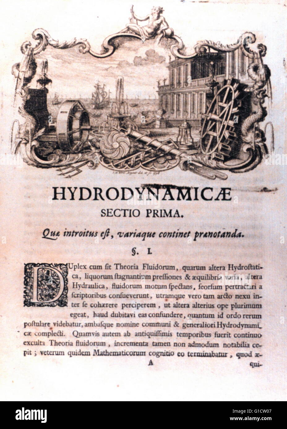 First section of 'Hydrodynamica' by Daniel Bernoulli, 1700-1782 ...