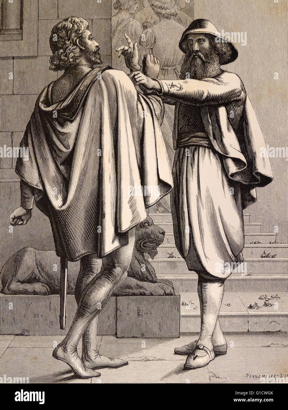 Engraving by Adolphe Francois Pannemaker (1822-1900) a Belgium wood ...