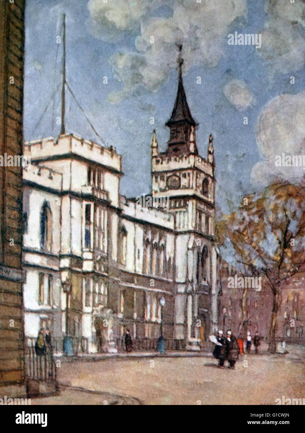 Colour sketch of the Inner Temple Hall, which originally served as a ...