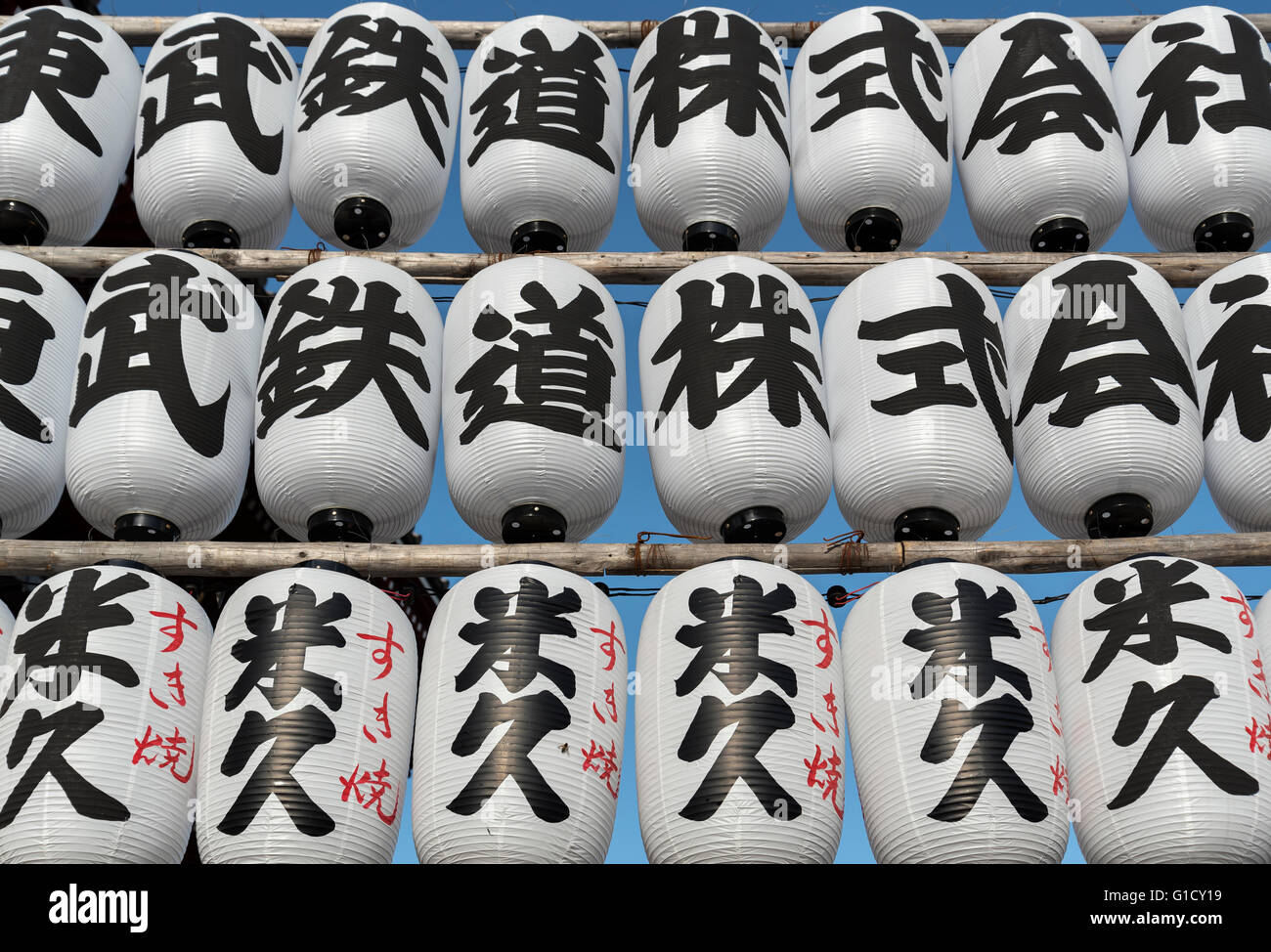 Traditional Japanese lanterns (chochin) at Senso-ji Temple in Asakusa ...