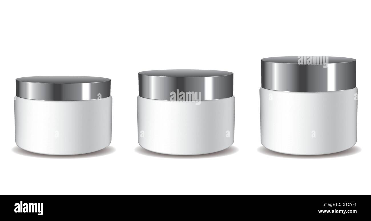 3D cream pots with silver cap full vector Stock Vector Image & Art - Alamy