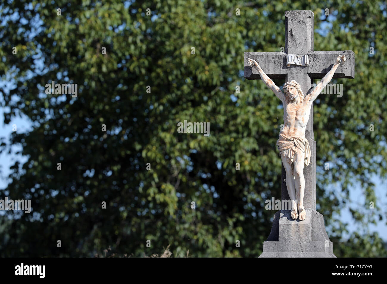 Calvary. Jesus on the cross. Saint-Germain-Les-Arlay. France Stock ...