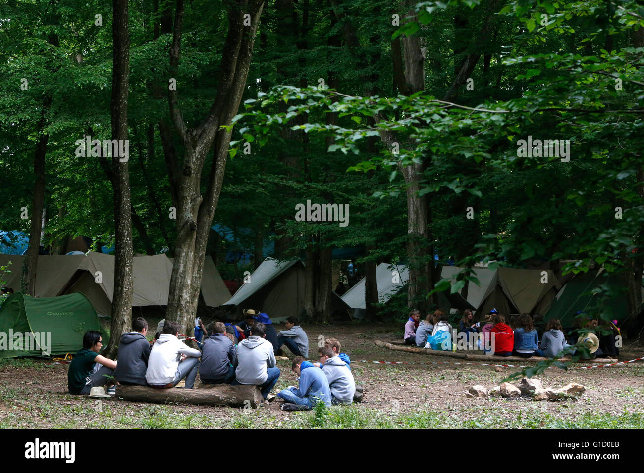 FRAT catholic youth camp. Jambville. France Stock Photo - Alamy