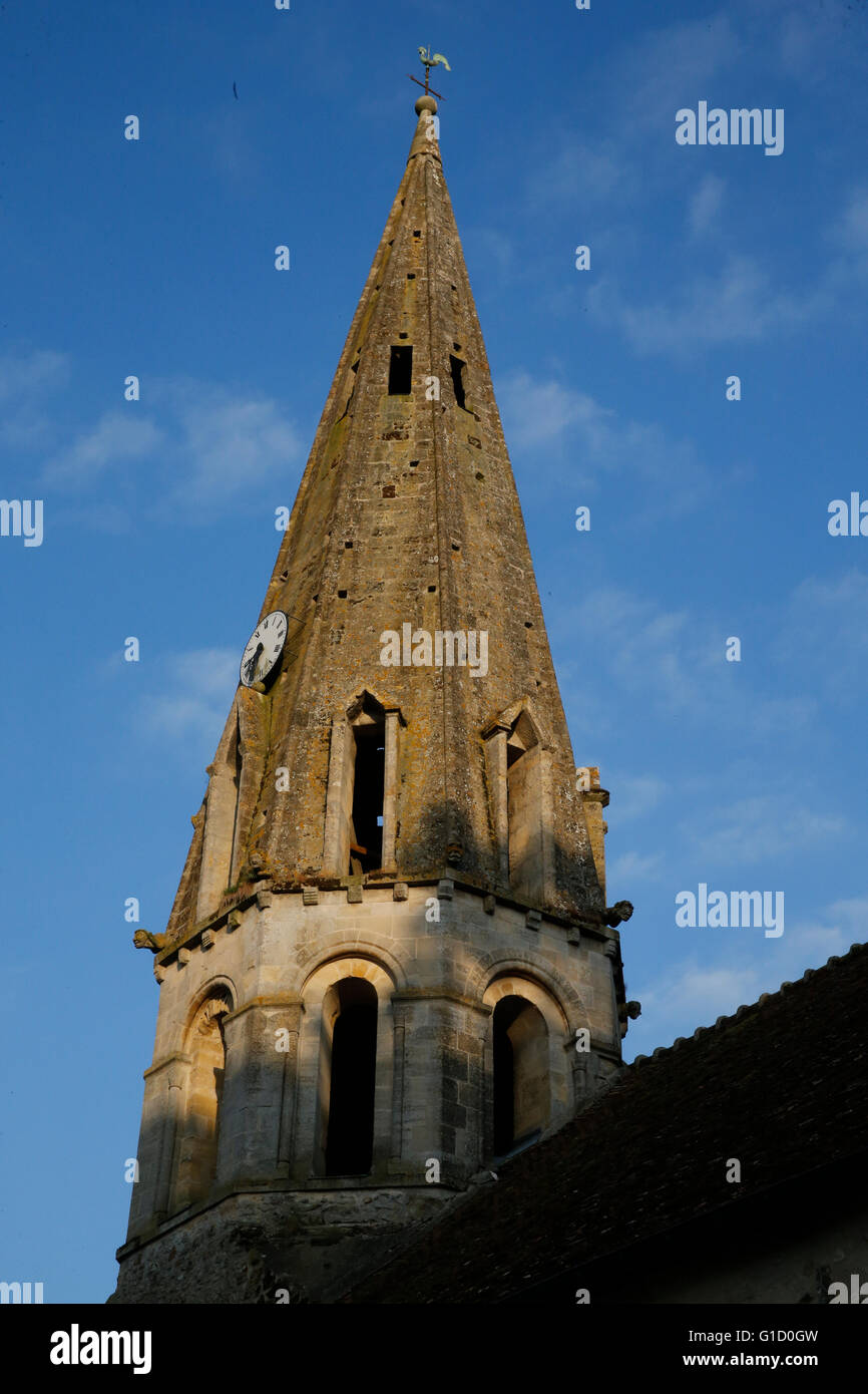 Notre-Dame de Jambville church spire. Jambville. France Stock Photo - Alamy