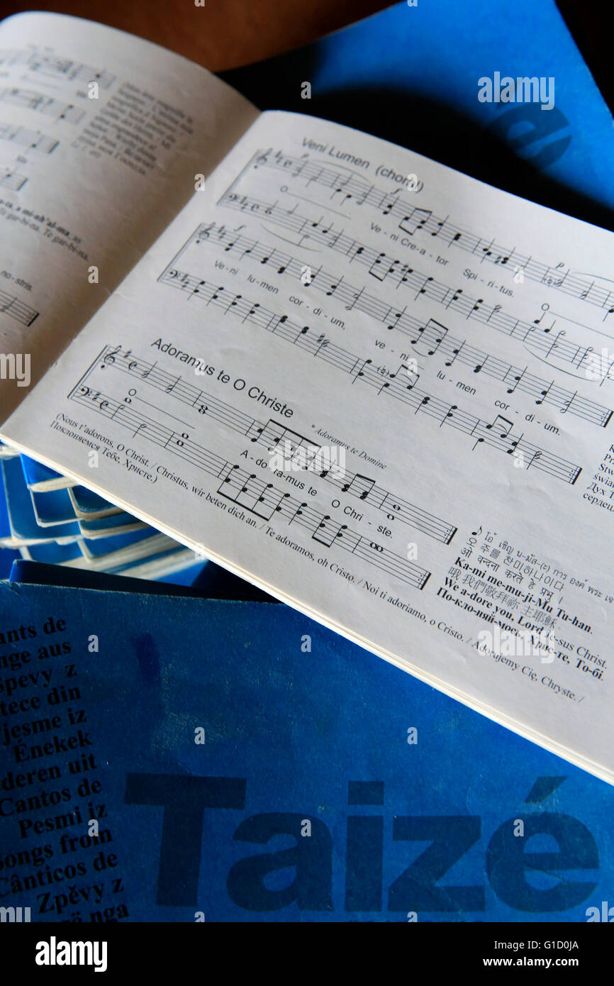 Taize ecumenical community. Song book. Taize. France Stock Photo - Alamy