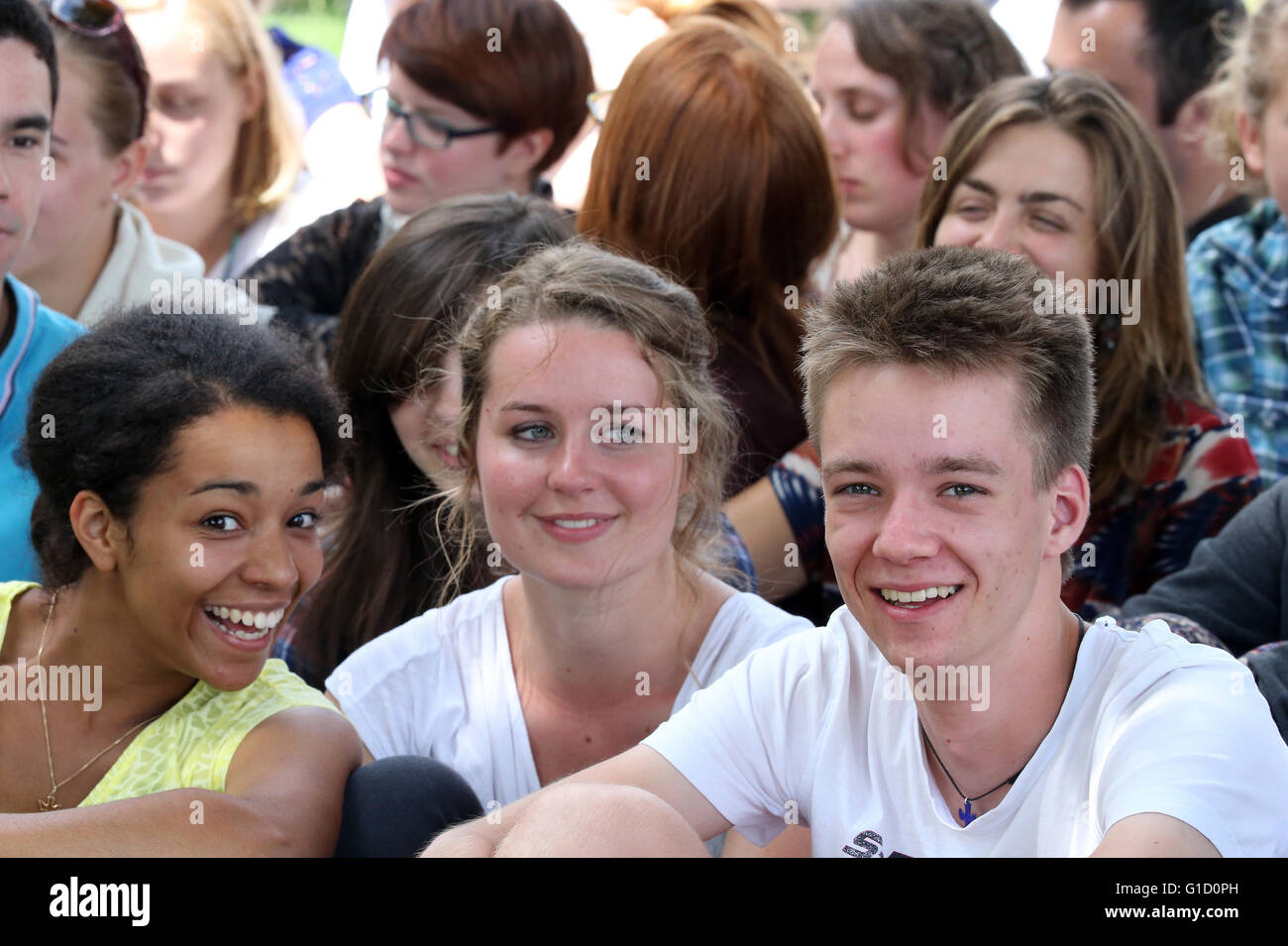 Taize ecumenical community. Young pilgrims. Taize. France Stock Photo ...