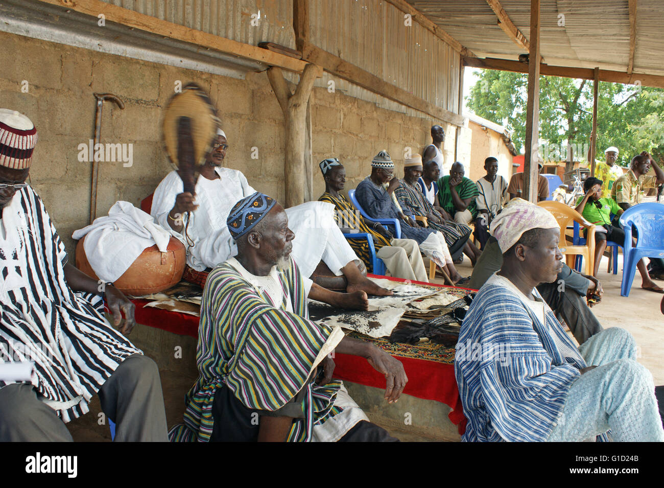 The chief of Bongo, upper east region of Ghana, near Bolgatanga (center ...