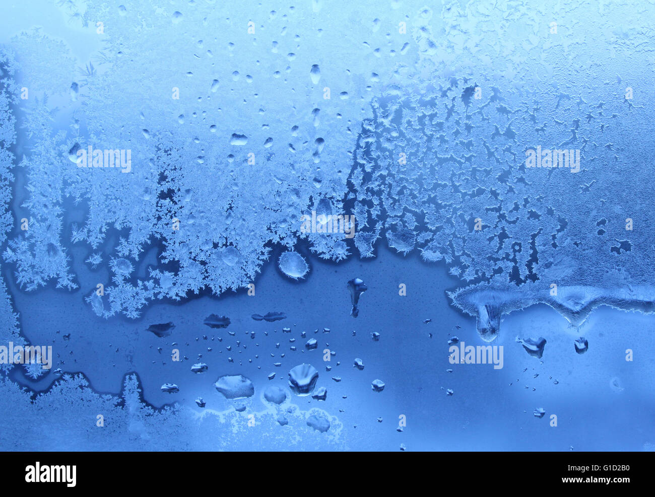 blue ice and water drops on winter glass Stock Photo - Alamy