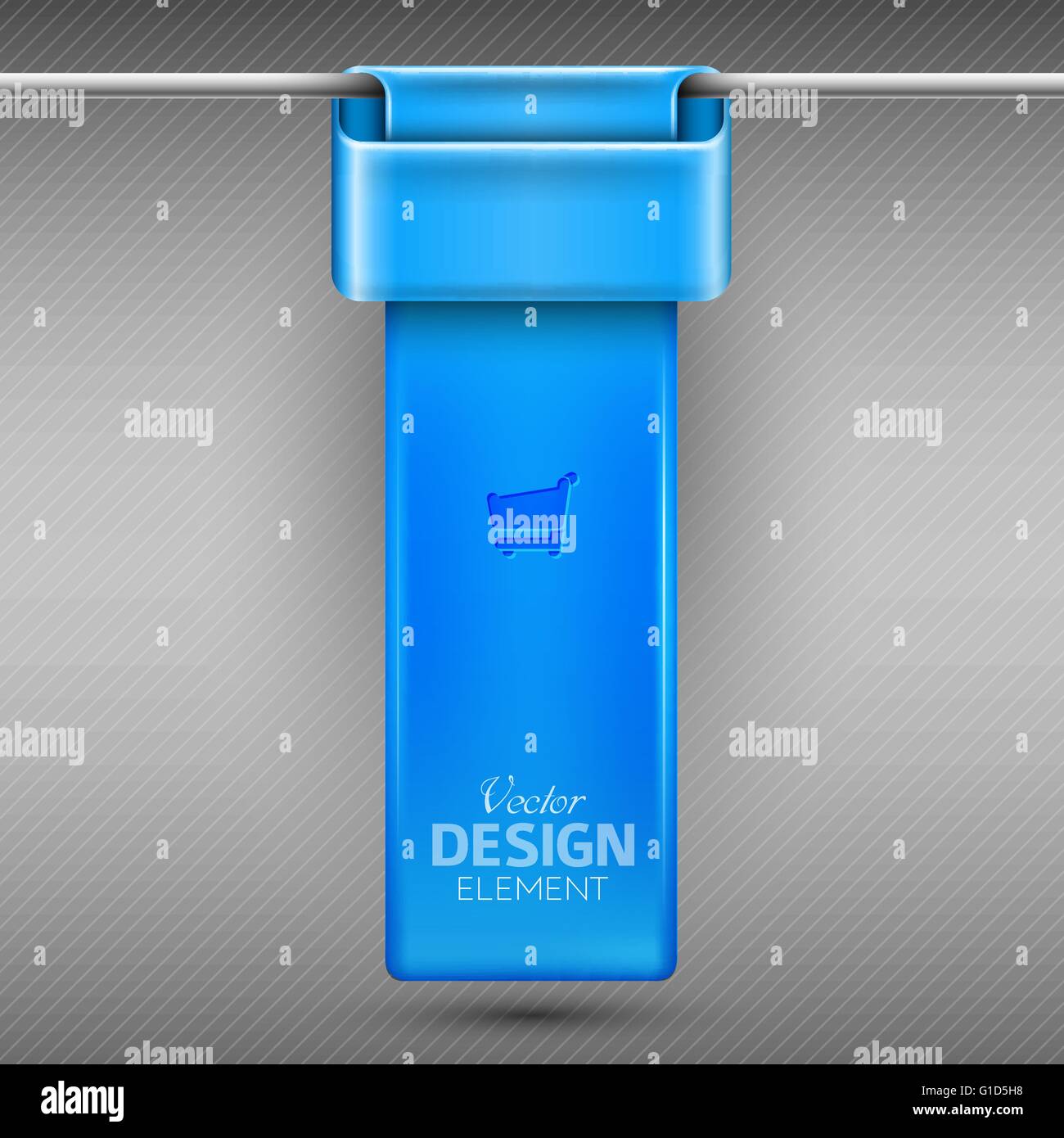 Blue hanging business ribbons on the gray background. Vector design ...