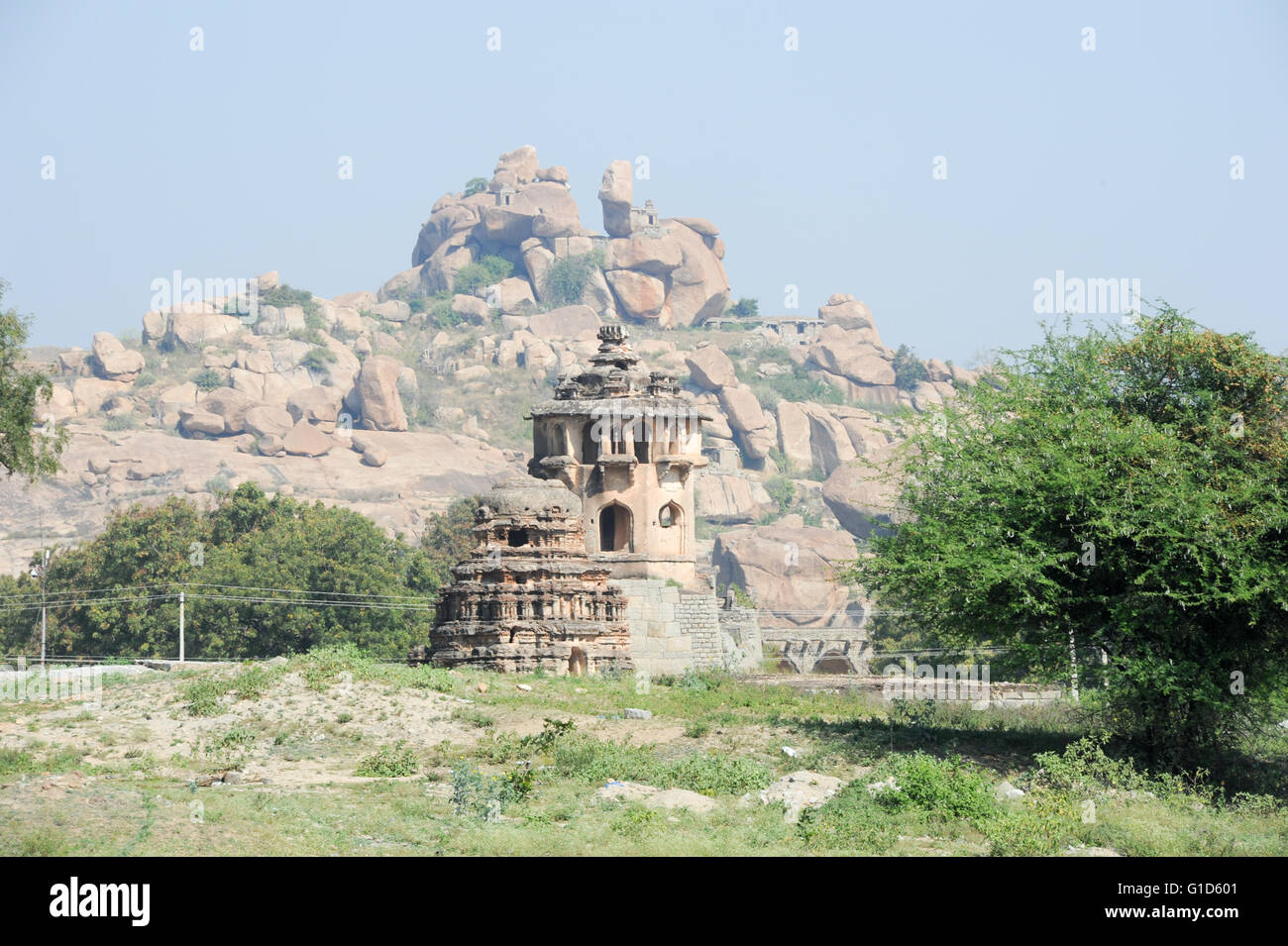 Royal fort of Zenana Enclosure in front of Matanha hill at Hampi on ...