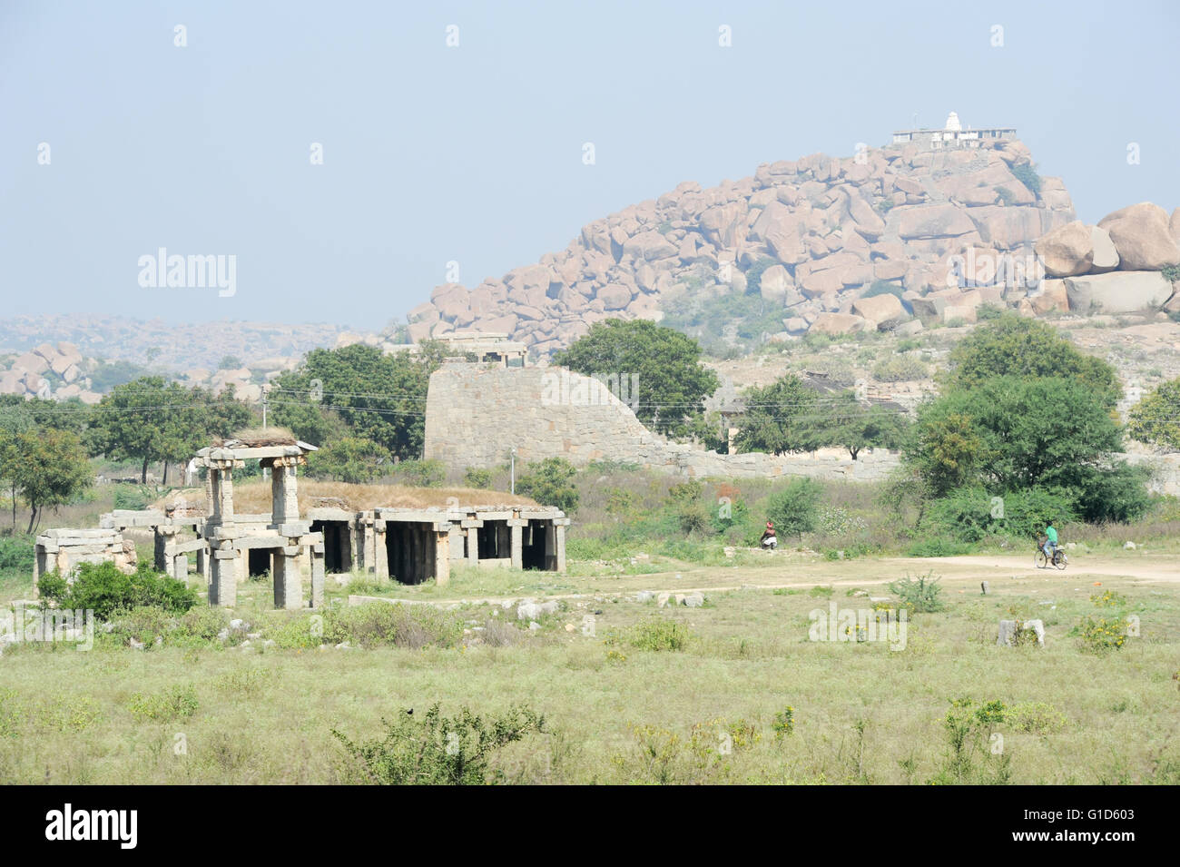 Royal fort of Zenana Enclosure in front of Matanha hill at Hampi on ...