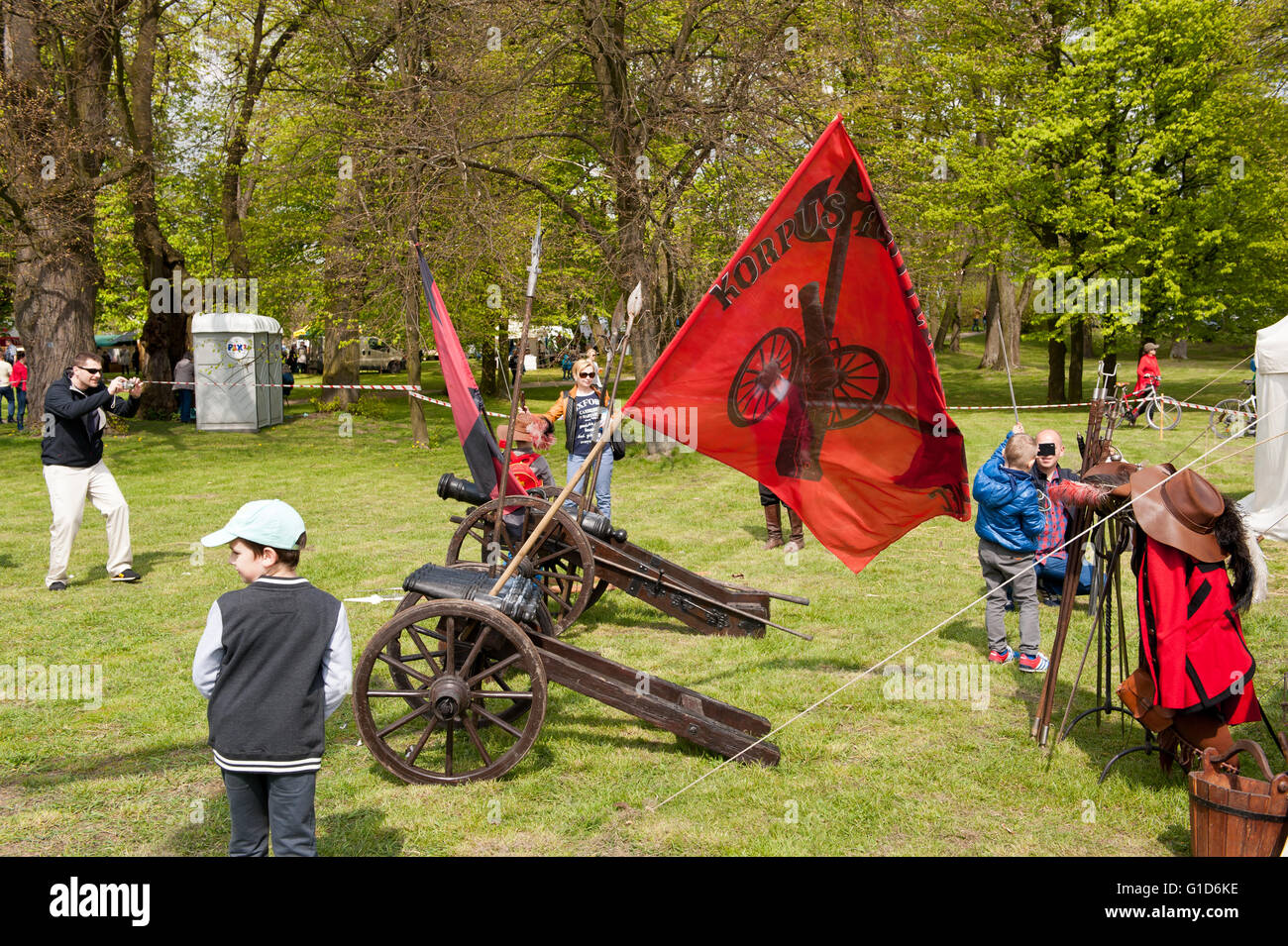 Small cannons at Swedes invasion reenactment picnic in Janowiec Castle ...
