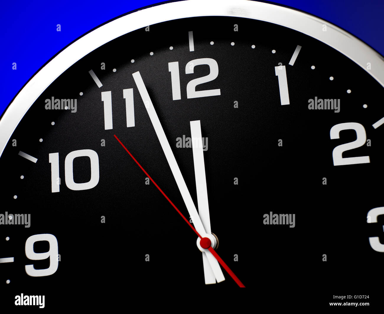 Close up clock face at 12 O'Clock Stock Photo - Alamy