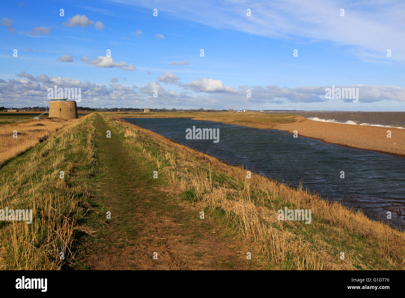 Lagoon and shingle beach bar, Hollesley Bay, East Lane, Bawdsey ...